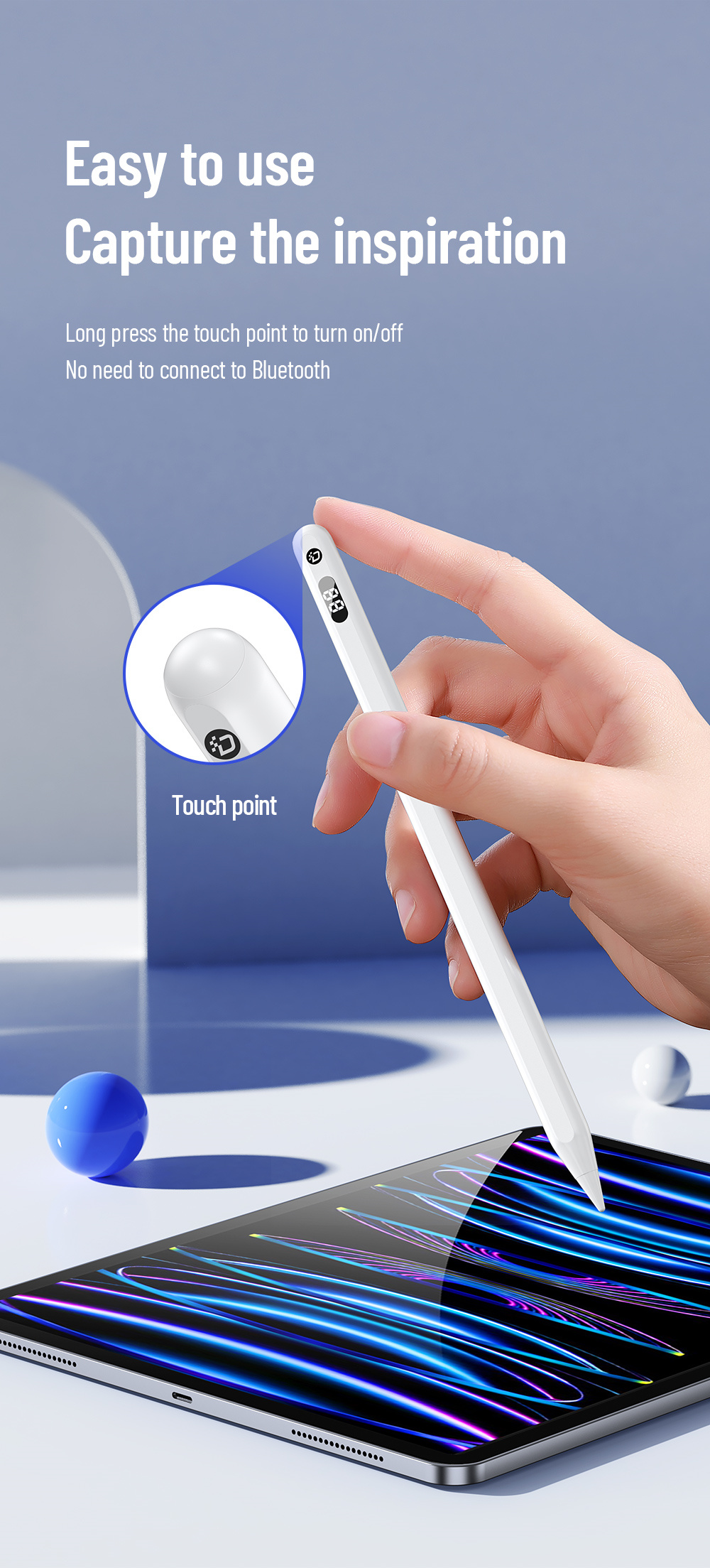 SP-05 White Stylus Pen with Wireless Charging and Power Display - Phone ...